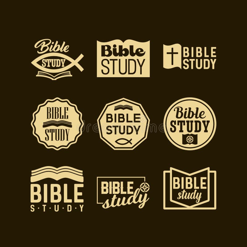 Christian Logos, Banners and Stickers. Bible Study Stock Vector ...