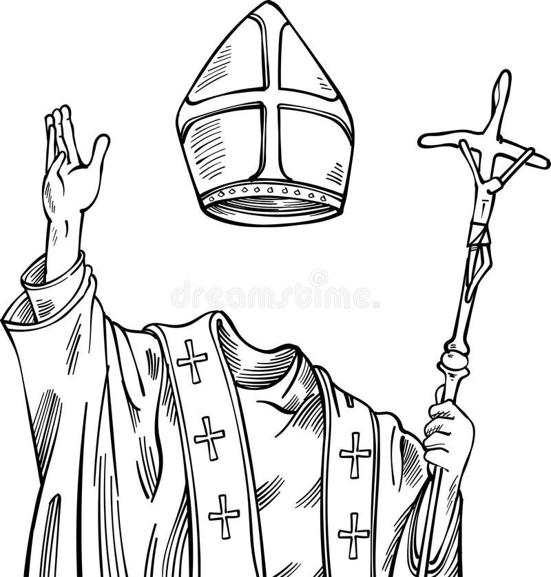 Christian Pope hand drawn stock vector. Illustration of christian ...