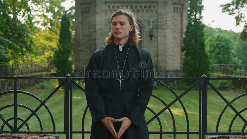 Christian Priest with Cross Praying. Stock Video - Video of christ ...