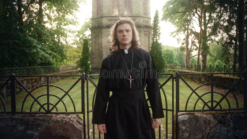 Christian Priest with Cross Praying. Stock Video - Video of christ ...