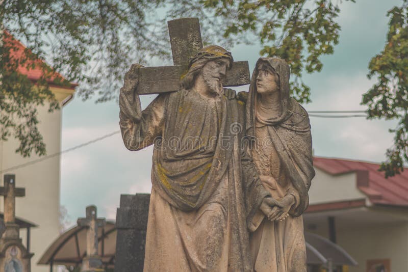 Religious Statues in the Cemetery Stock Image - Image of ancient ...