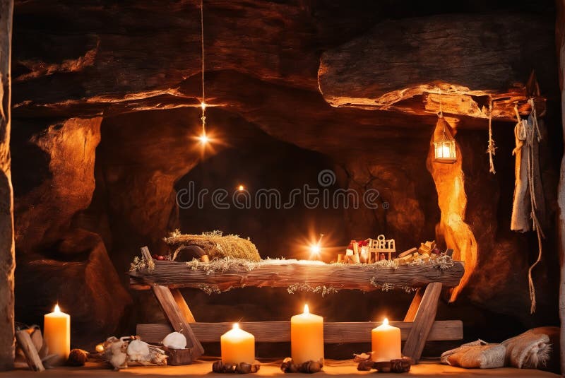 Christian Sacrificial Objects and Figures in Caves Stock Illustration ...