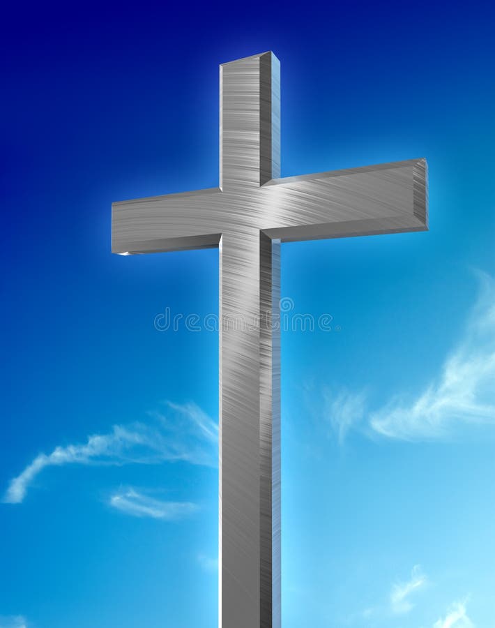 Christian silver cross stock illustration. Illustration of upright ...