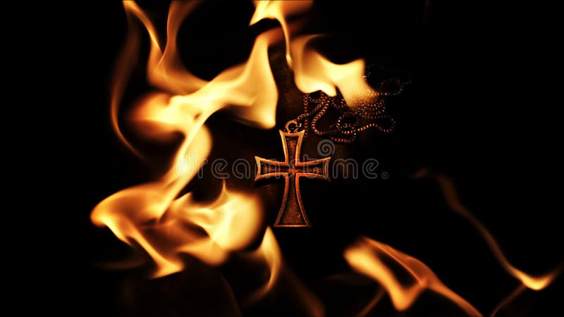 Christian Symbol Cross on Fire Stock Image - Image of burn, bright ...