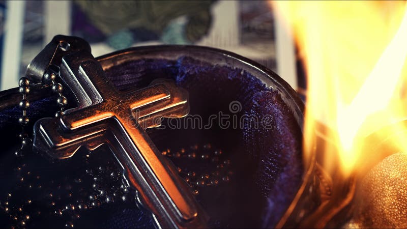 Christian Symbol Cross on Fire Stock Photo - Image of cross, fire ...