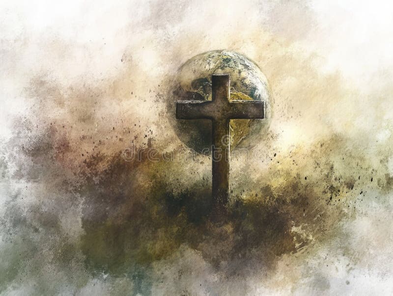 Cross with Globe Background Stock Image - Image of sacred, inspiration ...