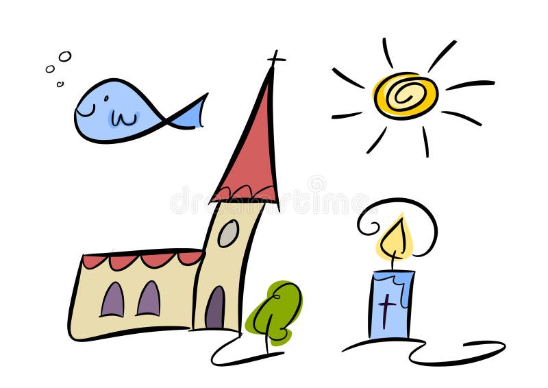 Christian Symbol Set for Kids Stock Illustration - Illustration of ...