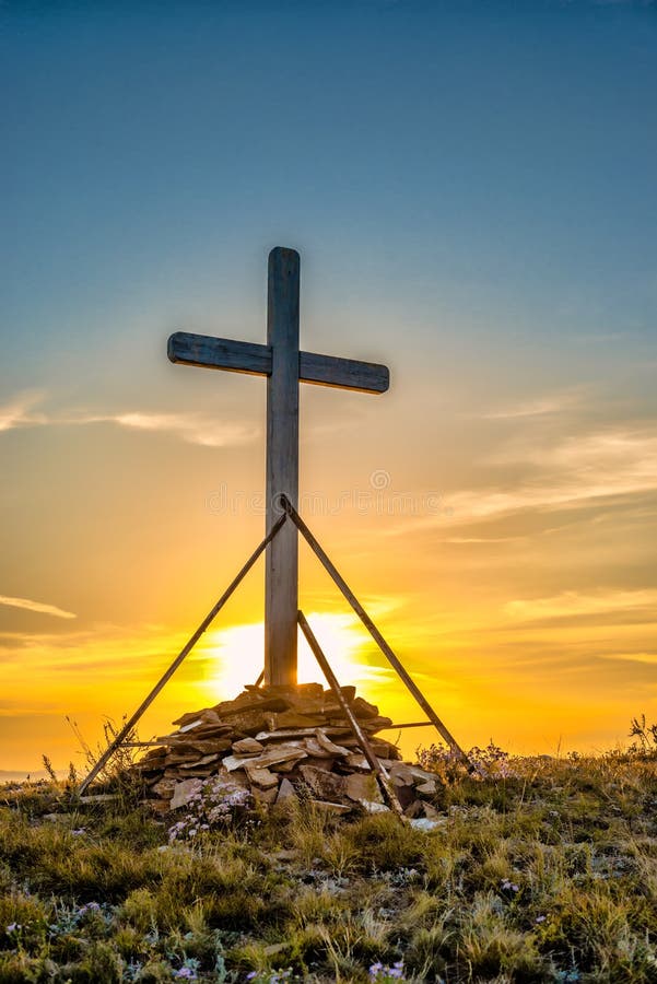 Christian Wooden Cross on Hill Stock Photo - Image of easter, bible ...