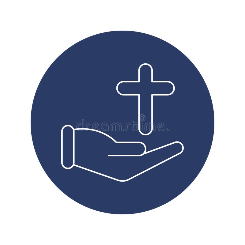 Christian Worship Cross on Hand Icon Stock Vector - Illustration of ...