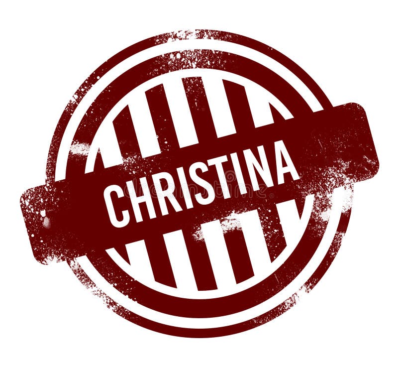 Christina - Red Round Grunge Button, Stamp Stock Illustration ...