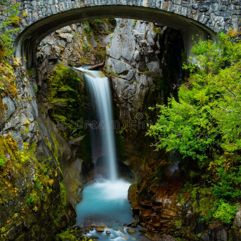 Christine Falls and Pool Under Stone Bridge Stock Photo - Image of ...