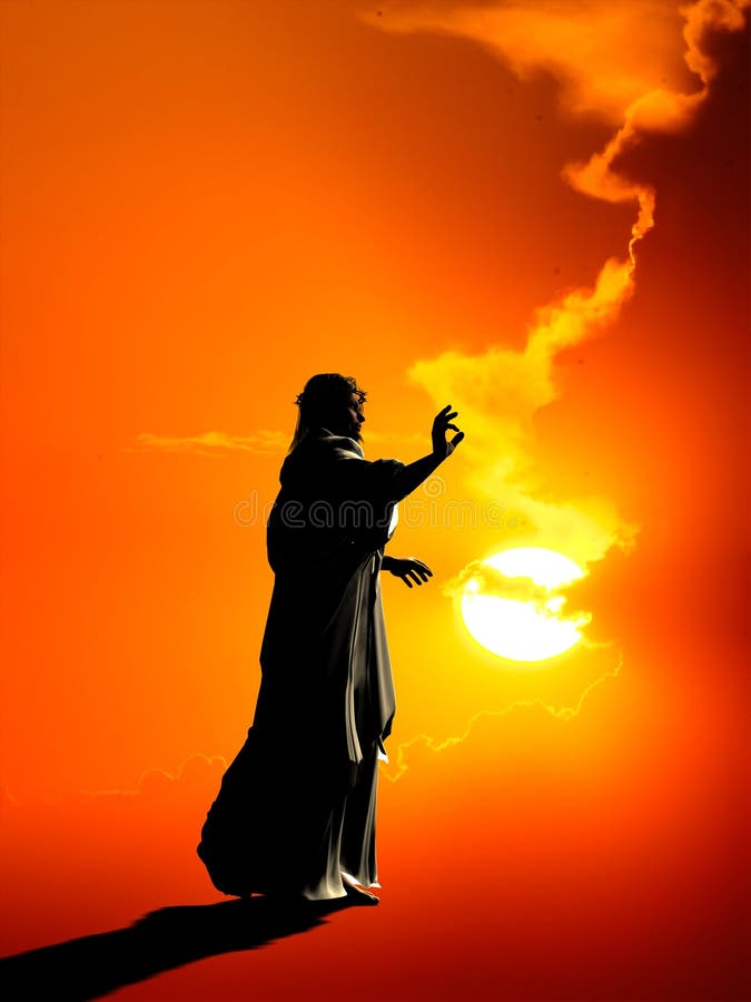 The ChristJesus at sunset. stock illustration. Illustration of clouds ...