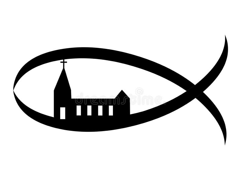 Christliches Fischkirche-Symbolzeichen Stock Abbildung - Illustration ...