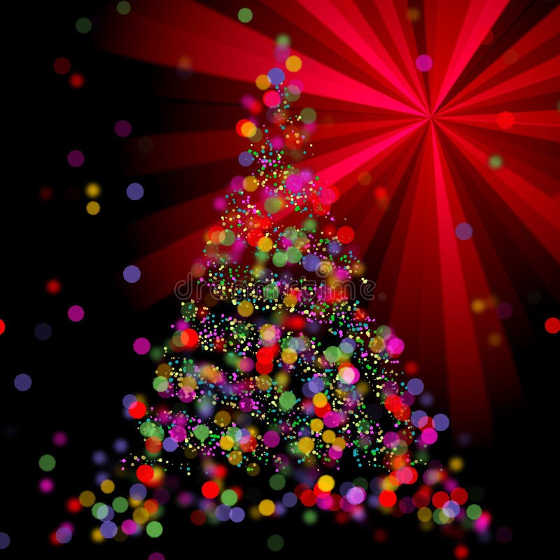 Christmas Abstract Bokeh Tree on Light Ray Background Stock ...