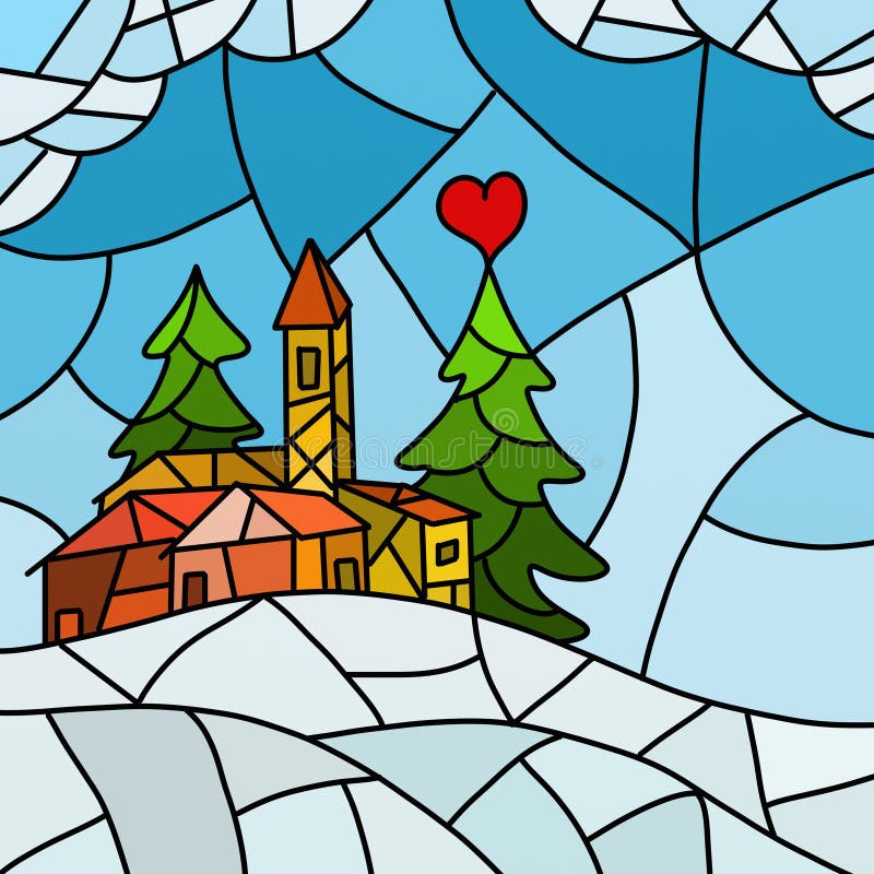 Christmas Abstract Landscape Stock Illustration - Illustration of ...