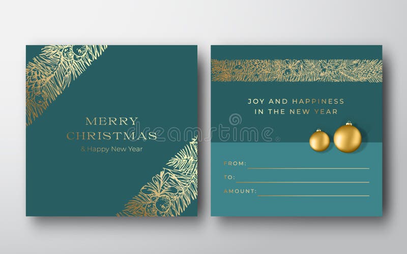 Christmas Abstract Vector Greeting Gift Card Background. Back and Front ...