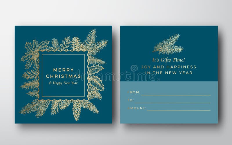 Christmas Abstract Vector Greeting Gift Card Background. Back and Front ...