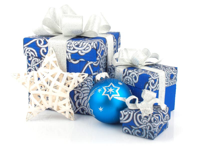 Christmas Accessories in Blue Stock Photo - Image of winter, white ...