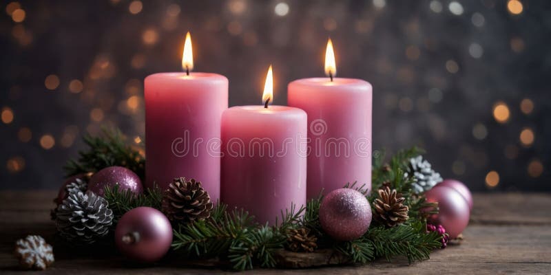 Christmas, Advent Wreath with Pink Candles. Stock Photo - Image of ...