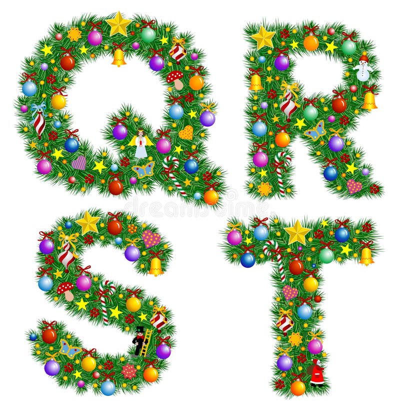 Christmas Alphabet Illustration For Postcards Print For Printing