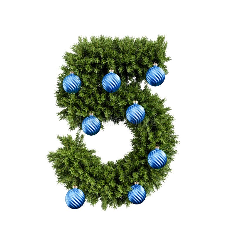 Christmas tree number 5 stock illustration. Illustration of ball ...