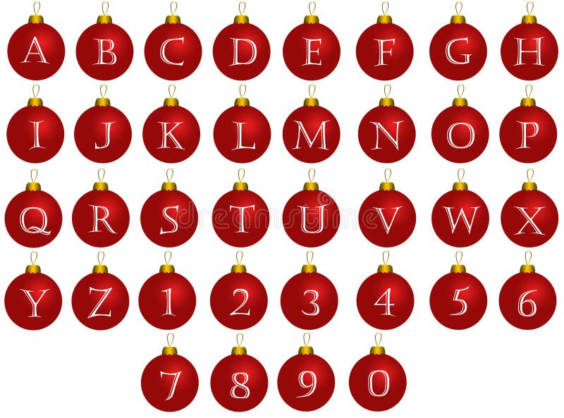 Christmas alphabet balls stock illustration. Illustration of font ...