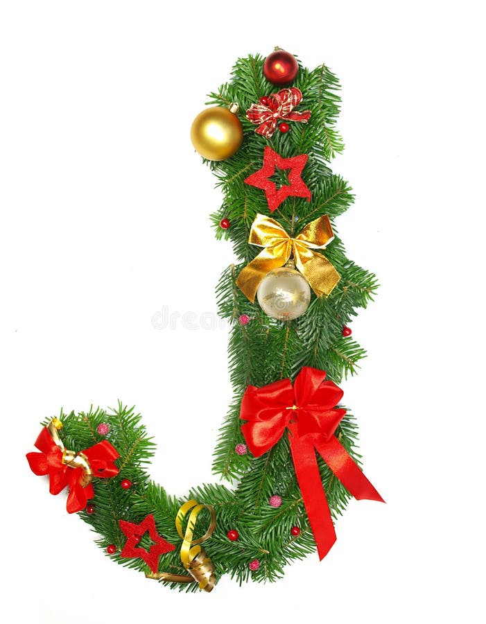 Christmas Alphabet Letter J Stock Image - Image of branch, flora: 16639893