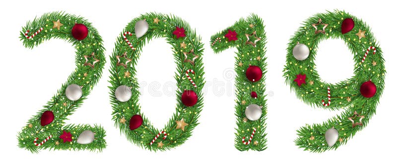 Christmas Alphabet Number 2019 Vector Illustration Stock Vector ...