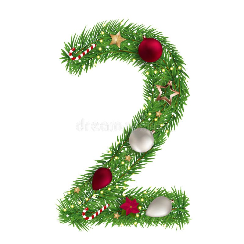 Christmas Alphabet Number 2 Vector Illustration Stock Vector ...