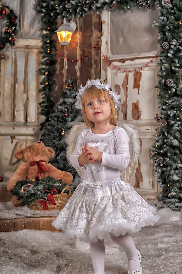 Christmas angel girl stock image. Image of cute, blizzard - 36127021