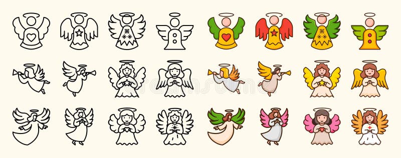 Christmas Angel Icon. Outline Design Element. Isolated Vector ...