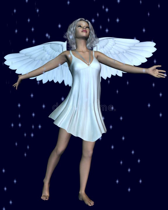 Christmas Angel with Silver Sparkles Stock Illustration - Illustration ...