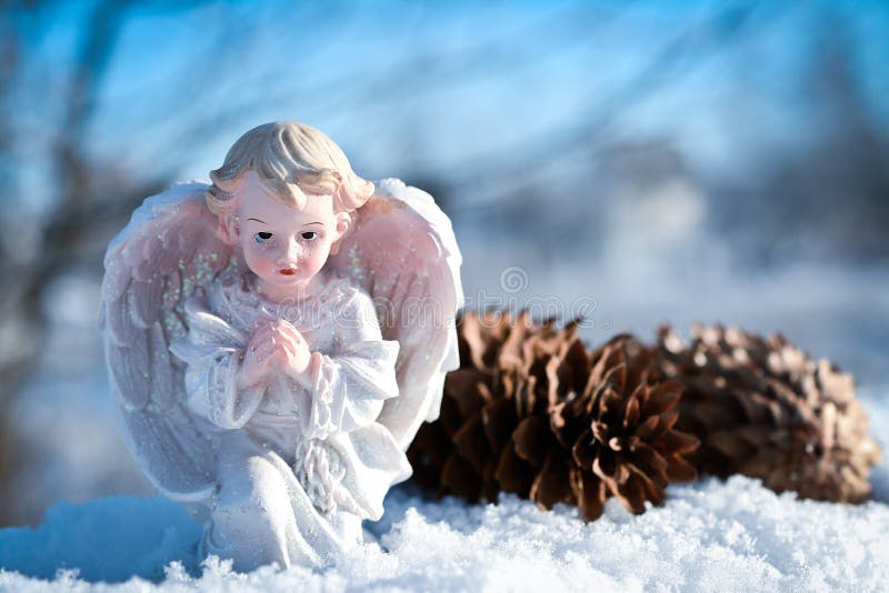 Angel in the snow. stock photo. Image of white, angels - 22315058