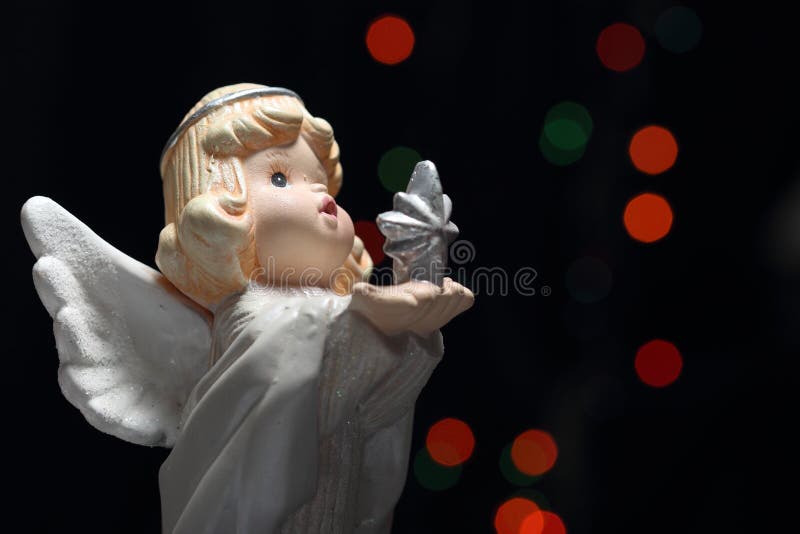 Angel with Star Near Christmas Greetings Stock Image - Image of ...