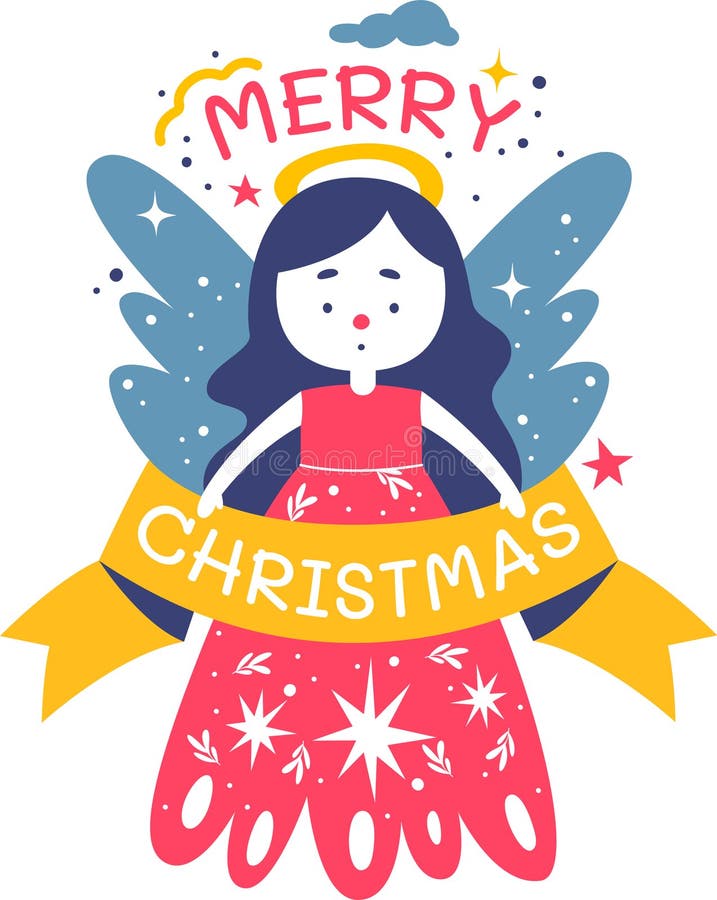 Christmas Angel Sticker stock vector. Illustration of design - 293790453