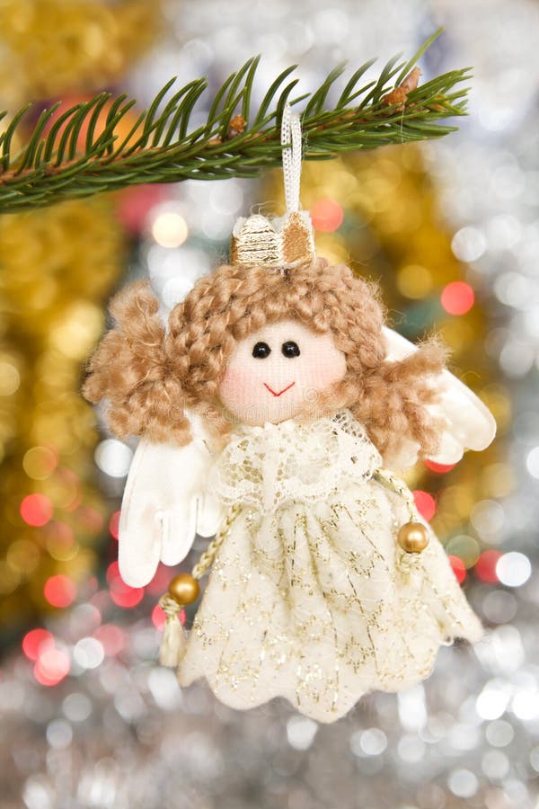 Glitter Gold Angel Christmas Toy Stock Image - Image of evening, angel ...