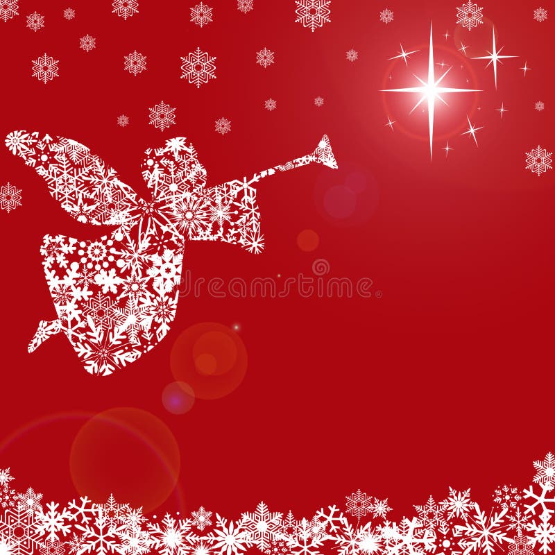 Christmas Angel with Trumpet and Snowflakes Stock Illustration ...