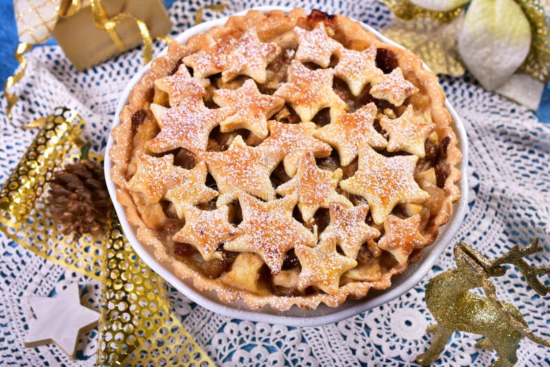 Christmas Apple Pie with Star Shape Decoration Stock Image - Image of ...