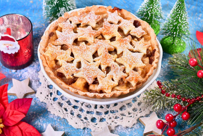 Christmas Apple Pie with Star Shape Decoration Stock Image - Image of ...