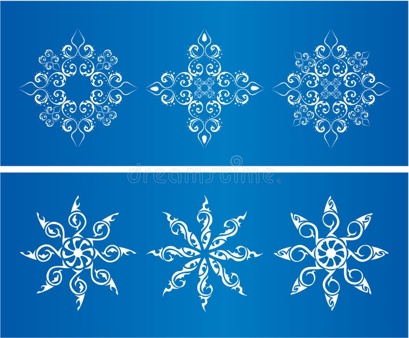 Christmas Art. White Snowflakes on Blue Background Stock Illustration ...