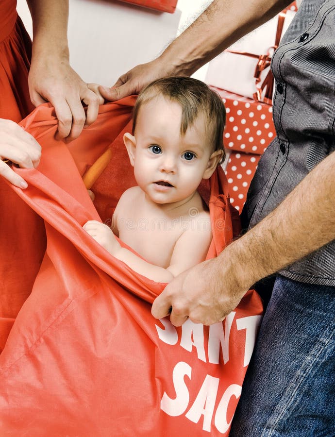 Christmas baby girl stock image. Image of holding, santa - 28195499