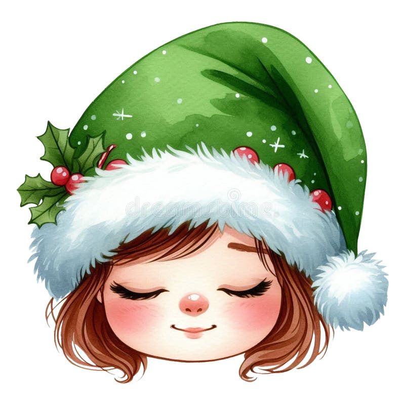 Christmas Baby Girl Face. Cute Baby Face Stock Illustration ...