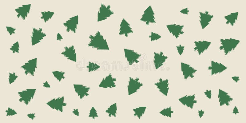 Christmas Background, Banner Design with Pattern of Random Green Pine ...