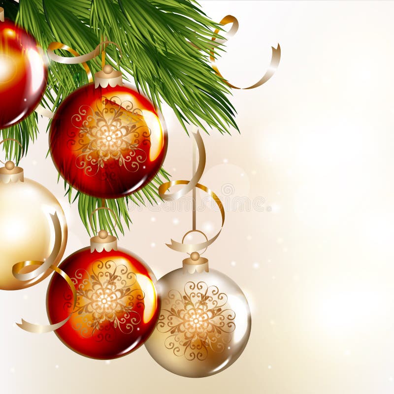 Christmas Background with Baubles Stock Vector - Illustration of bauble ...