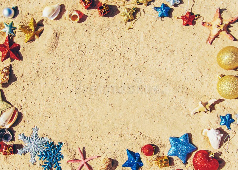 Sea Shells on Sand at the Beach Stock Photo - Image of seashore, space ...