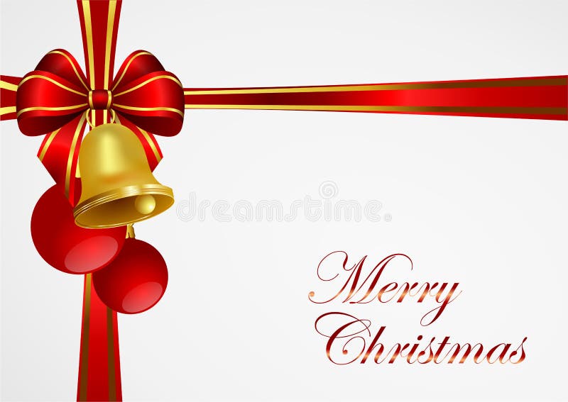 Christmas Background with Bell and Red Ribbon Stock Vector ...