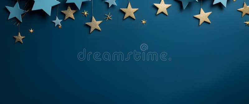 Minimalist Christmas Background with Gold Stars on Blue Stock ...