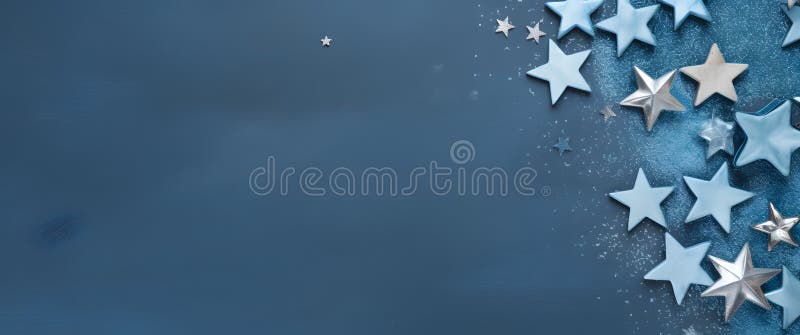 Minimalist Blue Christmas Background with Stars Stock Illustration ...