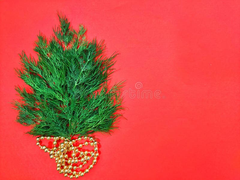 Christmas Background. Dill Leaves in the Form of a Christmas Tree on a ...