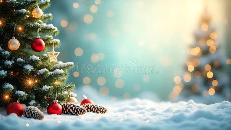 Christmas Background with Festive Elements and Blank Copy Space Stock Photo - Image of messages ...